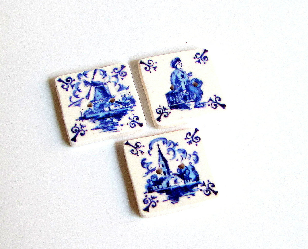 Delft Tile Buttons - Blue and White – Ginger Mint Collection