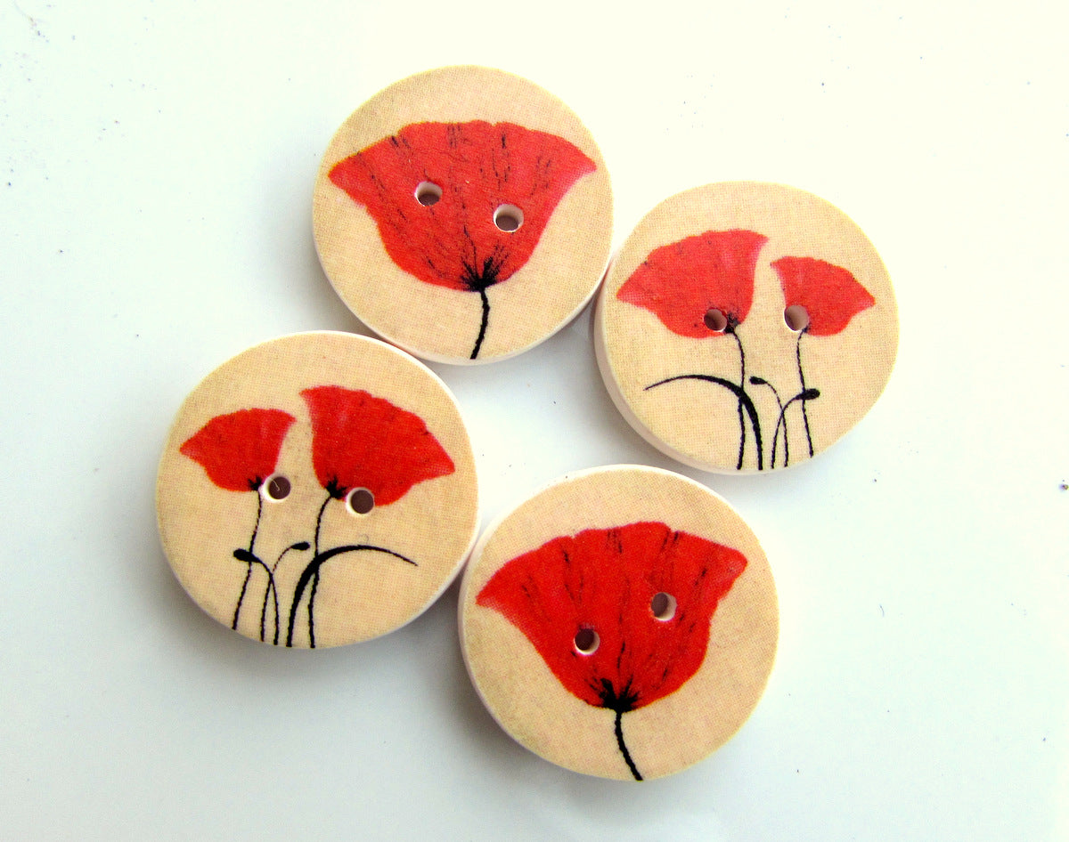 Red Poppy Buttons – Ginger Mint Collection