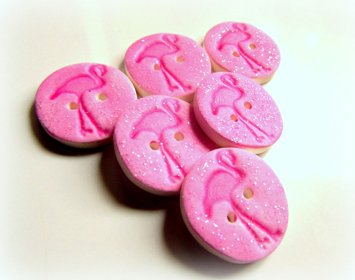 Sparkly Pink Flamingo Buttons – Ginger Mint Collection